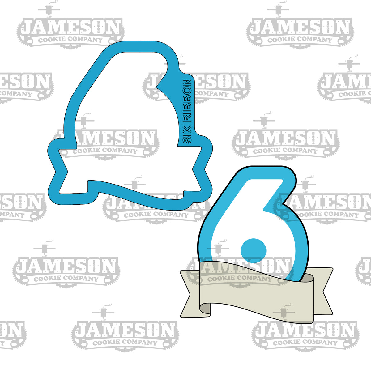 Number 6 with Ribbon Banner Cookie Cutter - Birthday Party Number Six ...
